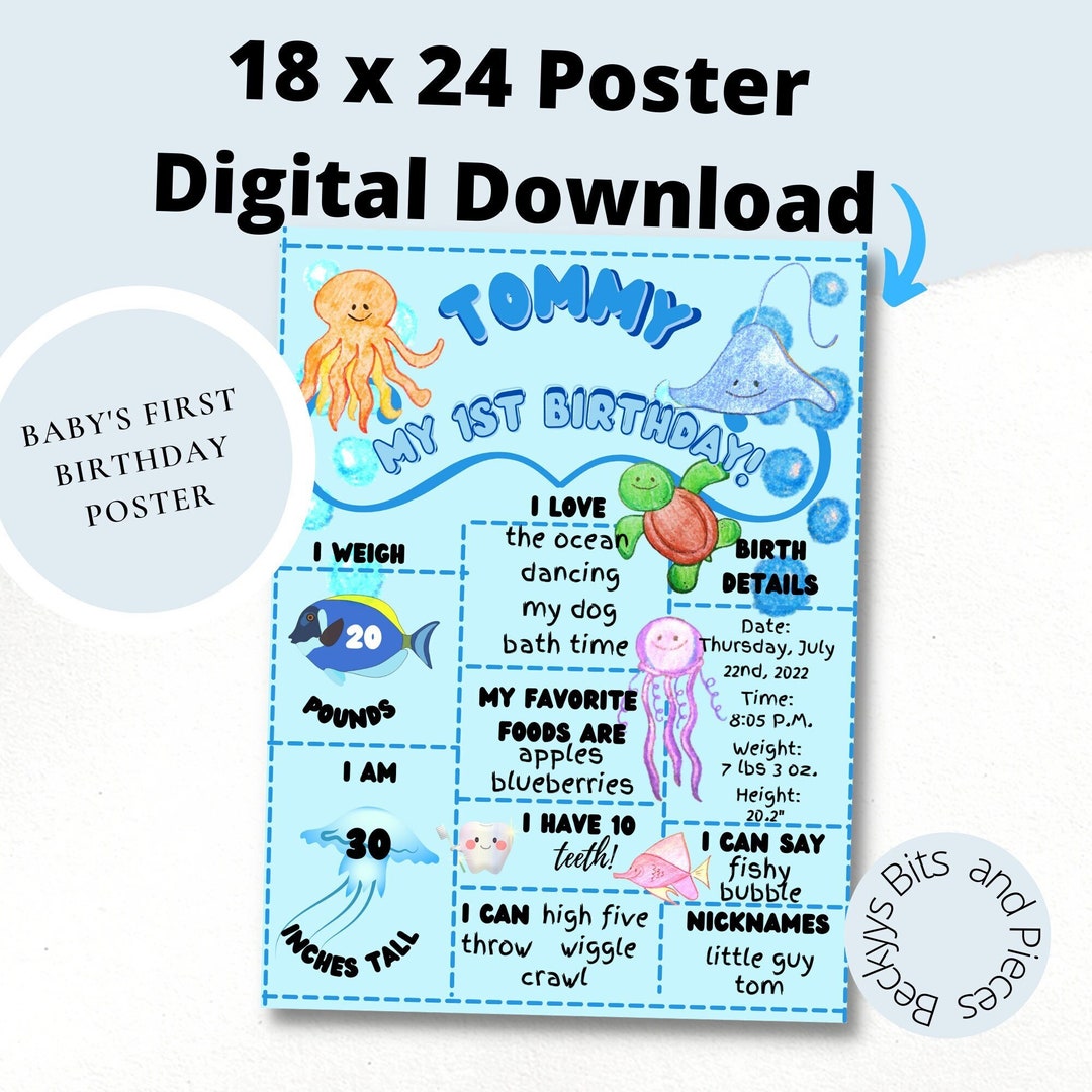 Under the Sea Birthday Board, Ocean Birthday Board, First Birthday ...