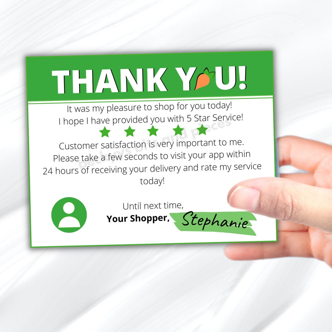 Thank You Card Customer Orders Printable, Gig Delivery, Grocery Deliver ...