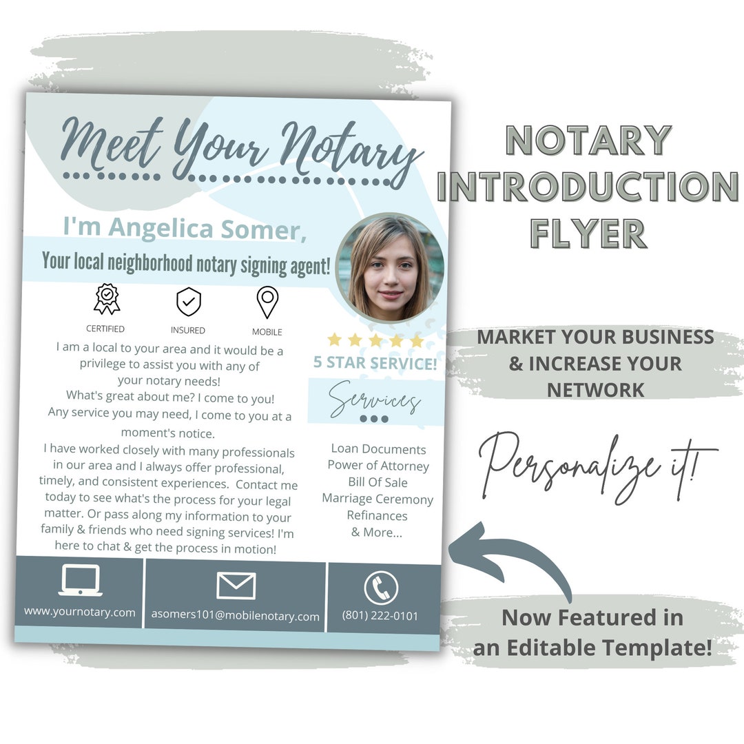Notary Flyer Template, Custom Flyer Notary Signing Agents, Marketing ...