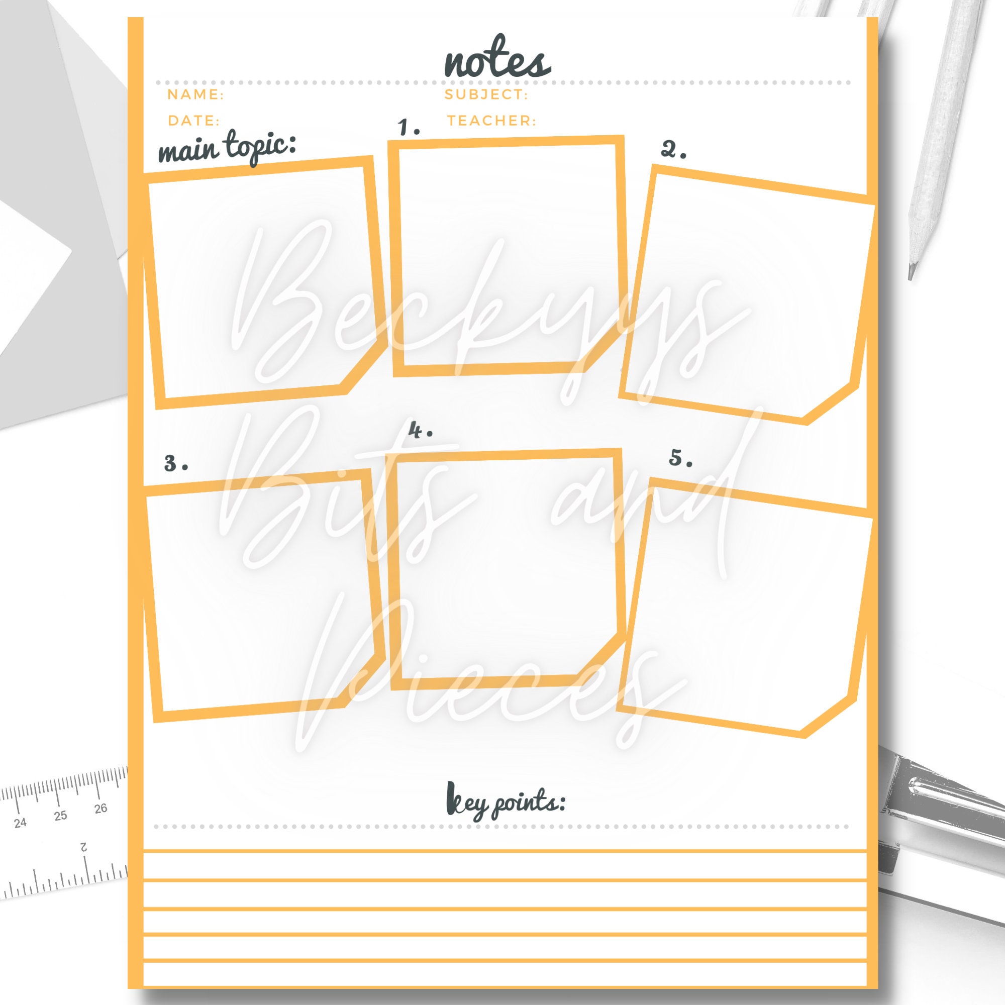 Student School Notetaking Printable Lecture Notes Planner Mind Map ...
