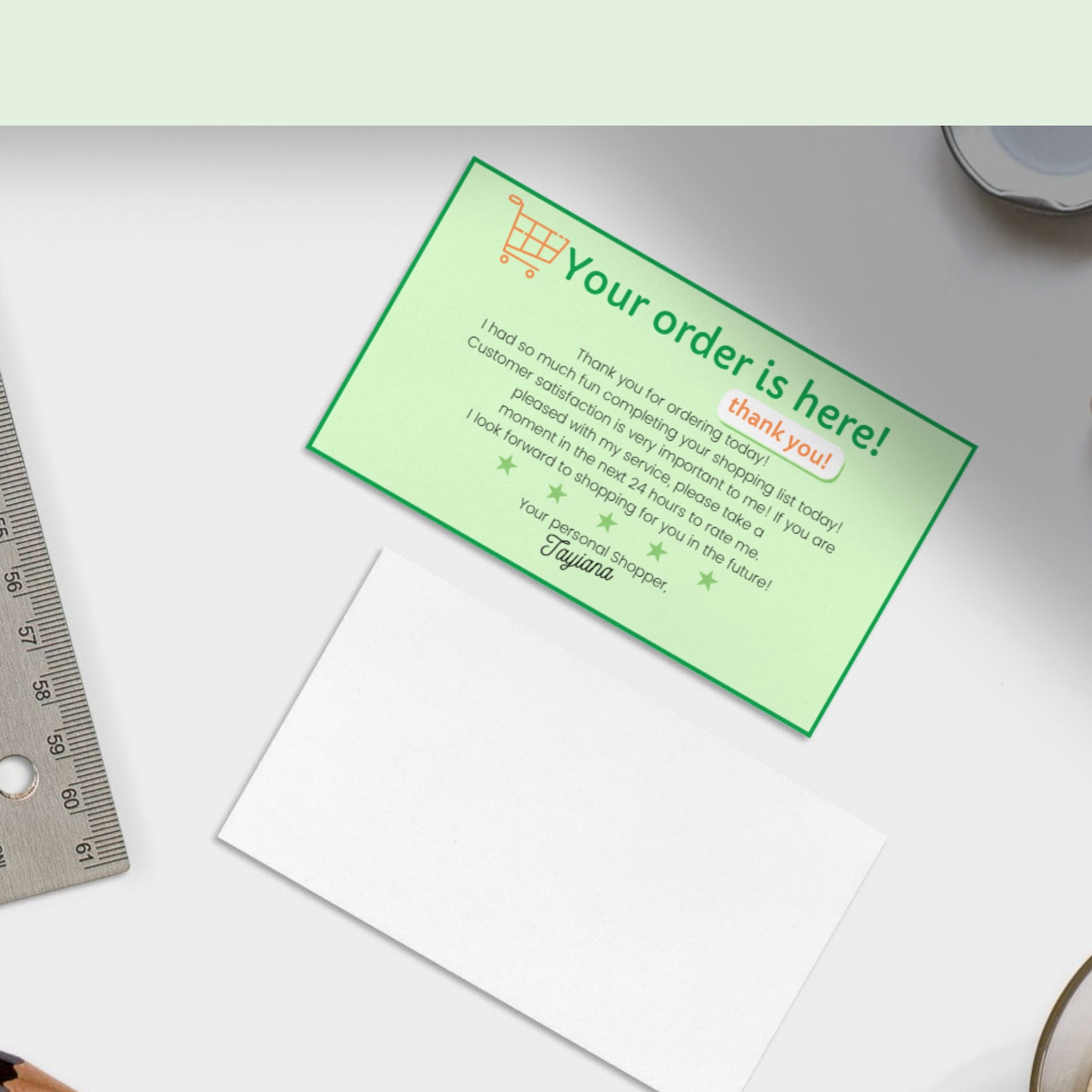 Thank you card for customers Orders Printable Grocery | Etsy