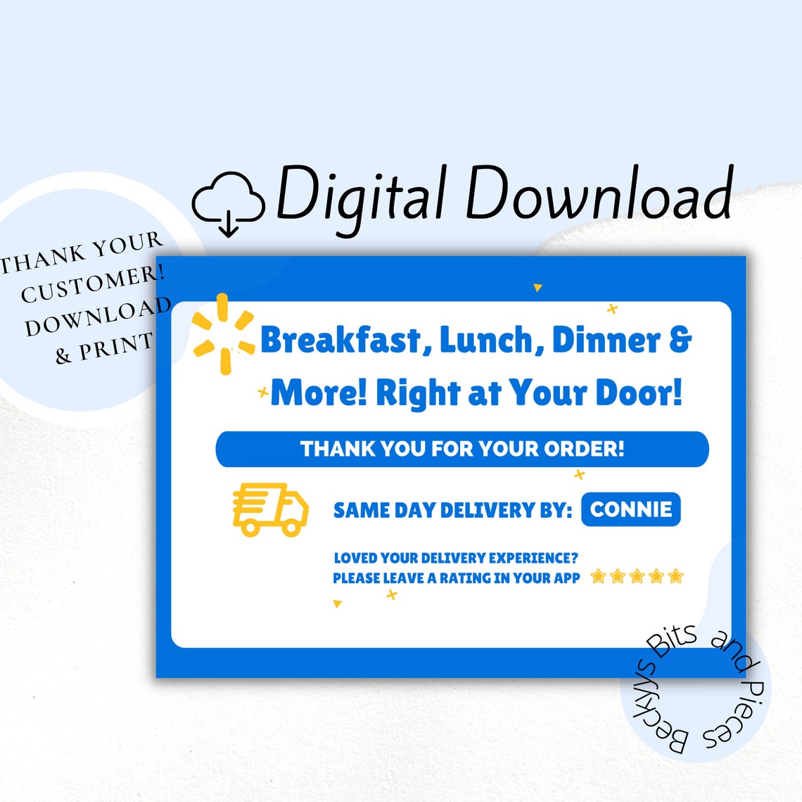 Thank You Card Delivery Driver Spark Food Delivery Grocery - Etsy