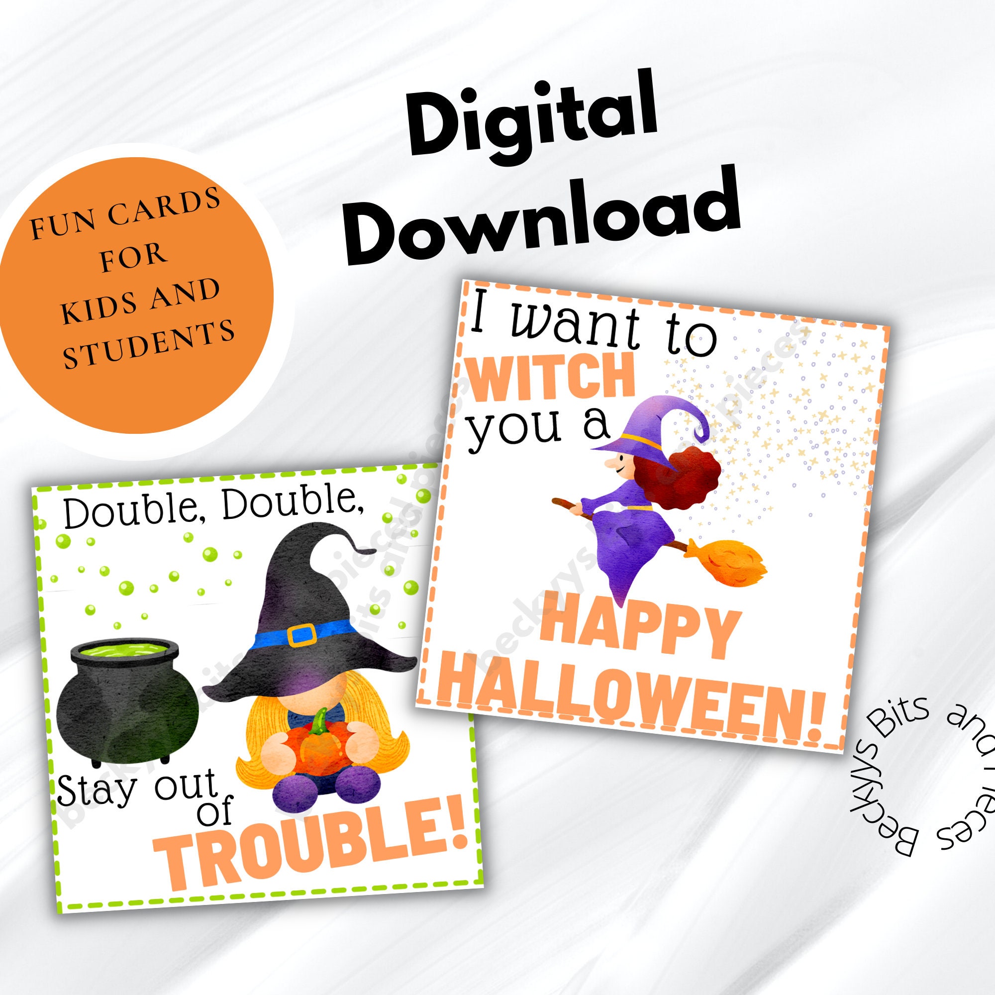 Kids Halloween Card Set Classroom Halloween Cards Student Halloween ...