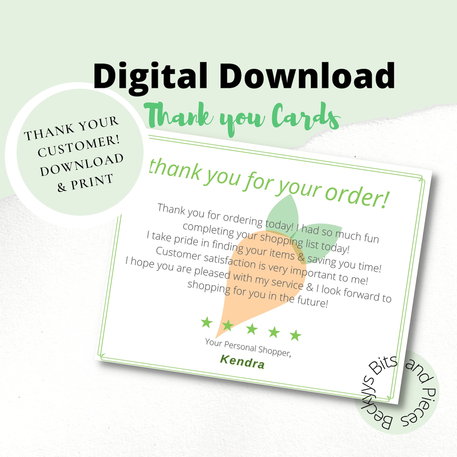 Delivery Thank You Card for Customer Orders Printable, Shipt Delivery ...