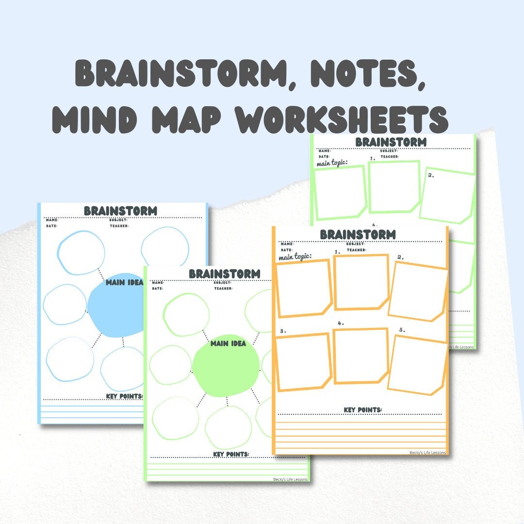 Student School Notetaking Printable Lecture Notes Kids Planner Mind Map ...