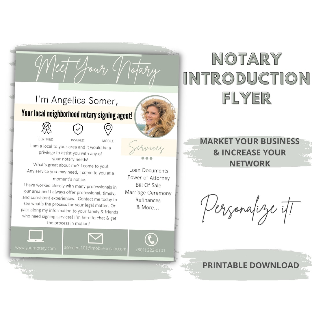 Notary Flyer Template, Custom Flyer Notary Signing Agents, Marketing ...
