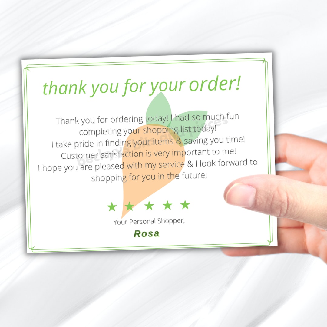 Delivery Thank You Card for Customer Orders Printable, Shipt Delivery ...