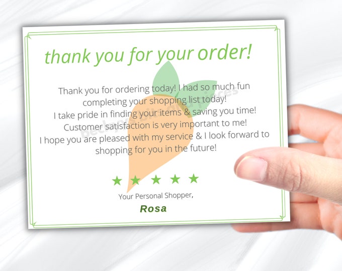 Delivery Thank You Card for Customer Orders Printable, Shipt Delivery ...