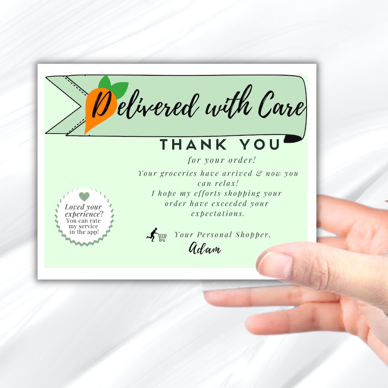 Shopper Thank You Card for Customer Thank You Note Delivery - Etsy