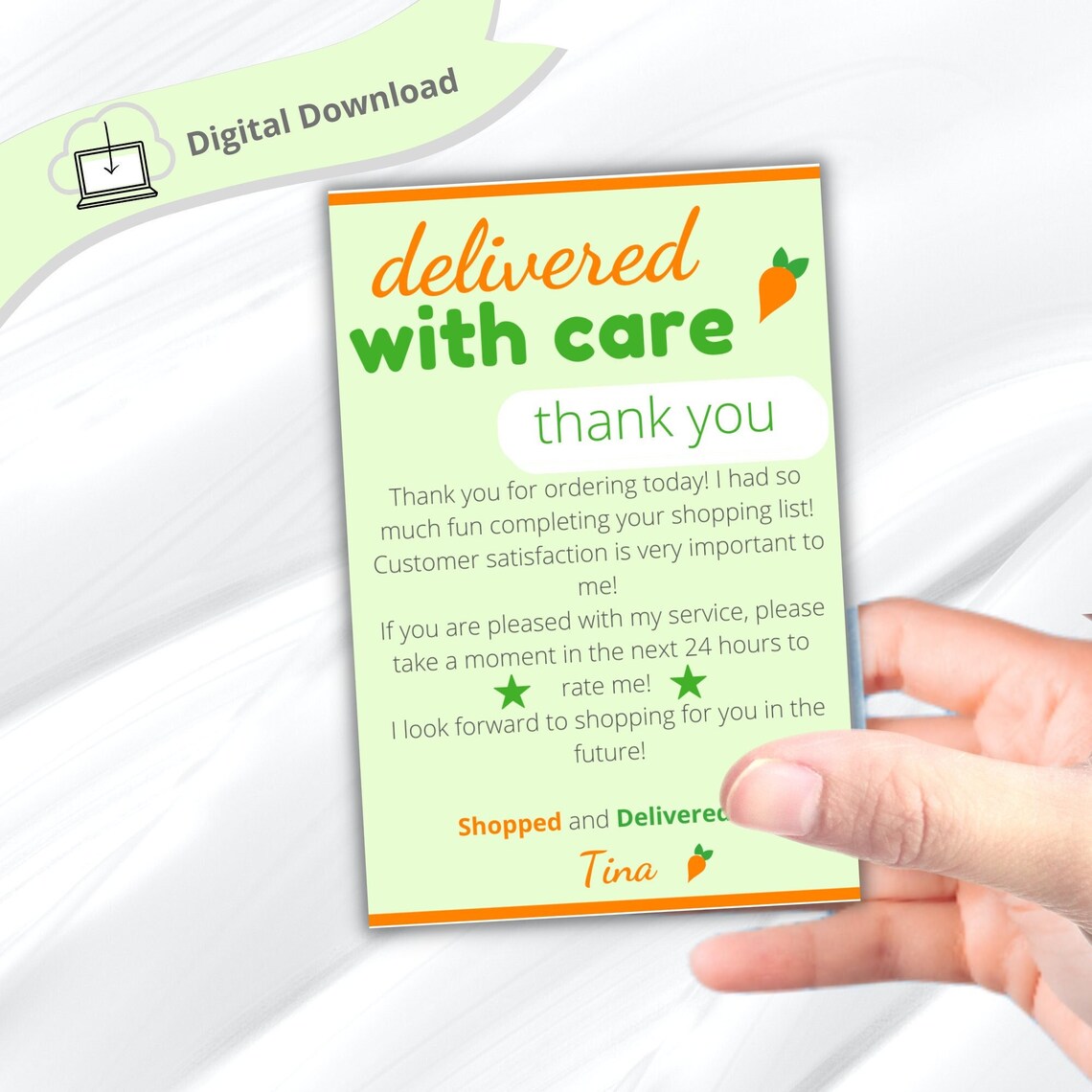 Shopperthank You Card for Customer Orders Printable Custom - Etsy