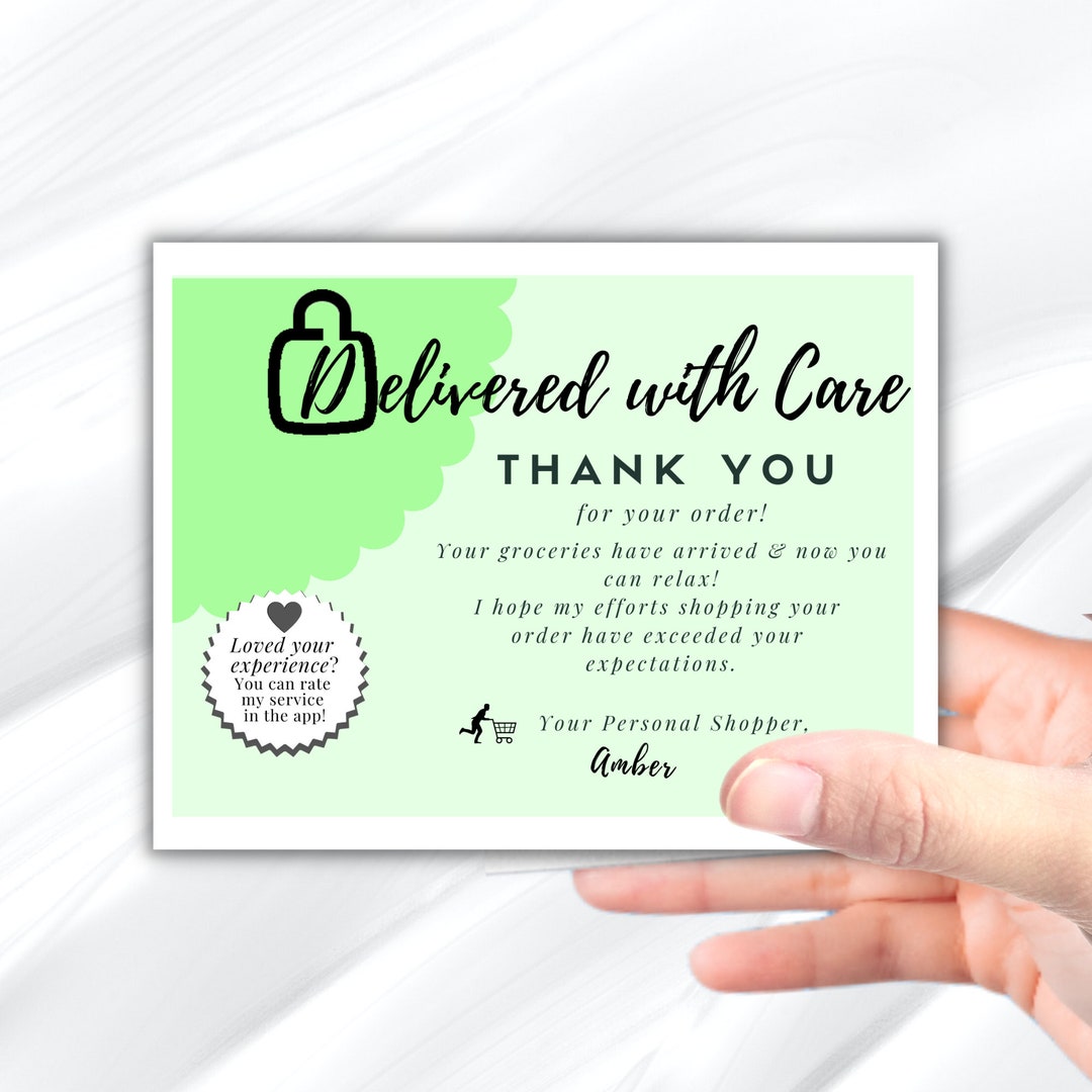 Shopper Thank You Card for Customer, Thank You Note, Delivery Driver ...