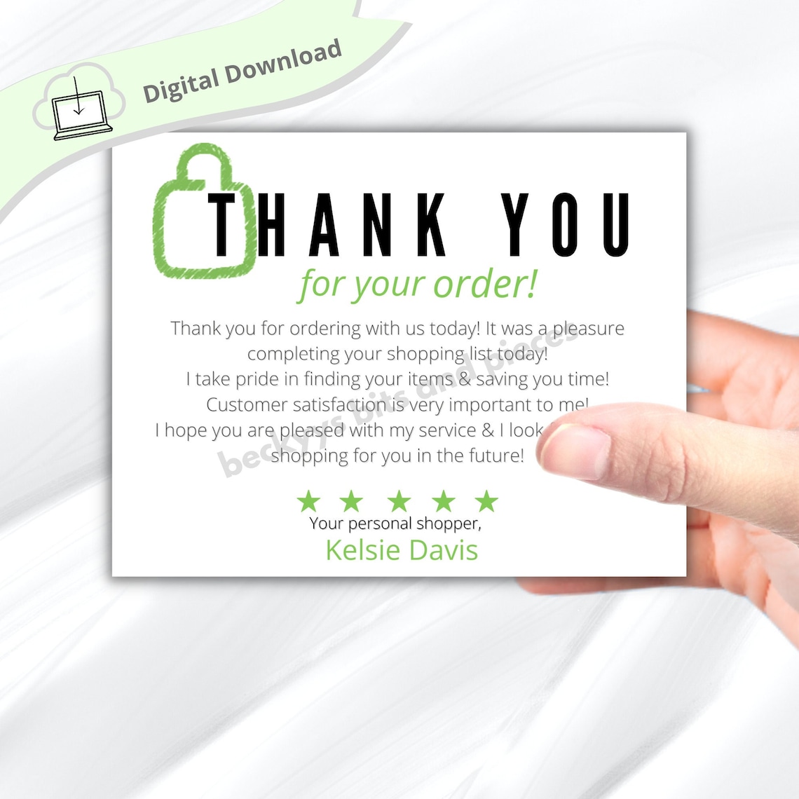 Shopper Thank You Card for Customer, Thank You Note, Delivery Driver ...