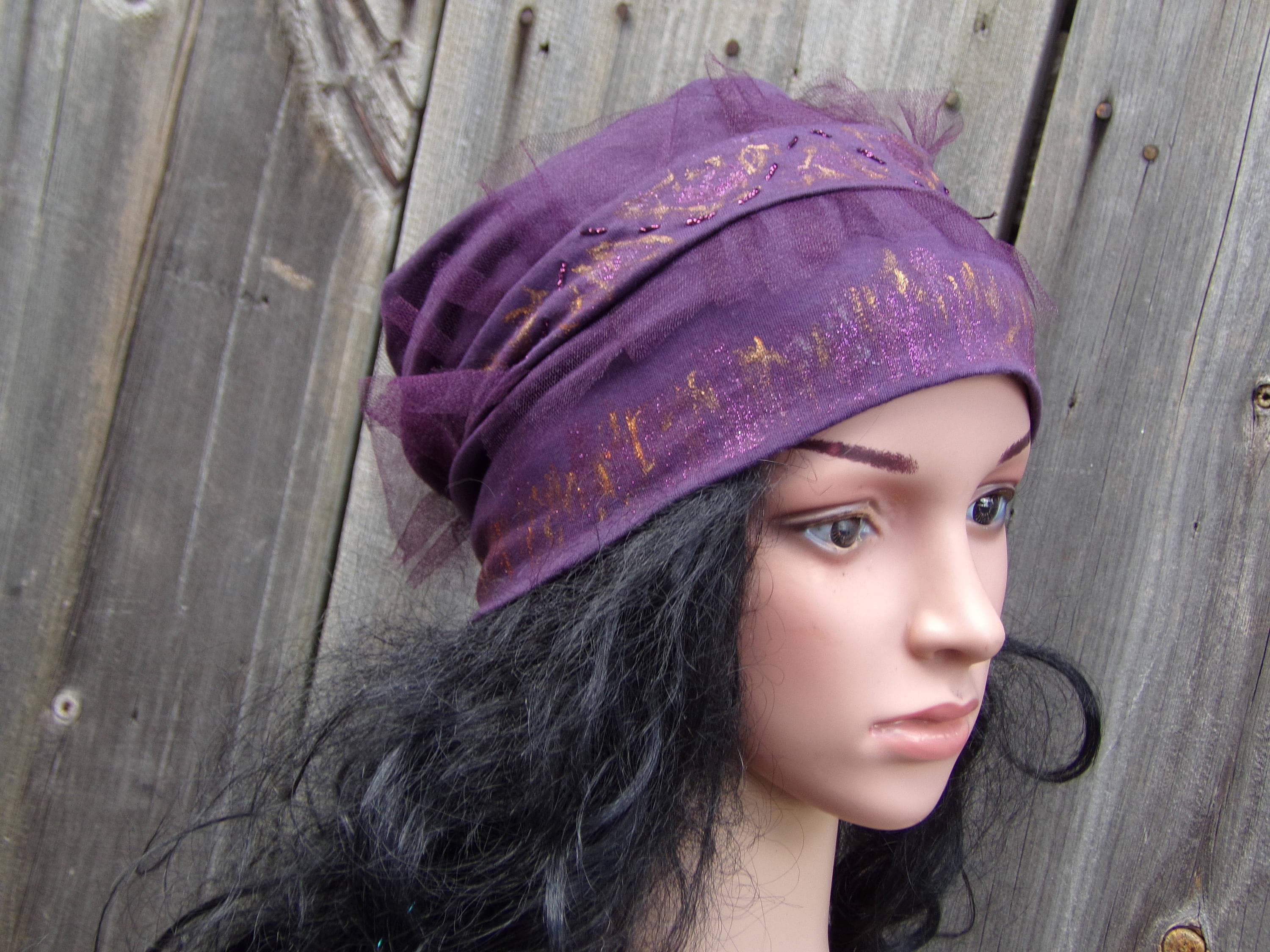 Hand Painted Cotton Cool Tam Cap Ladies Slouchy Hat Spring | Etsy UK