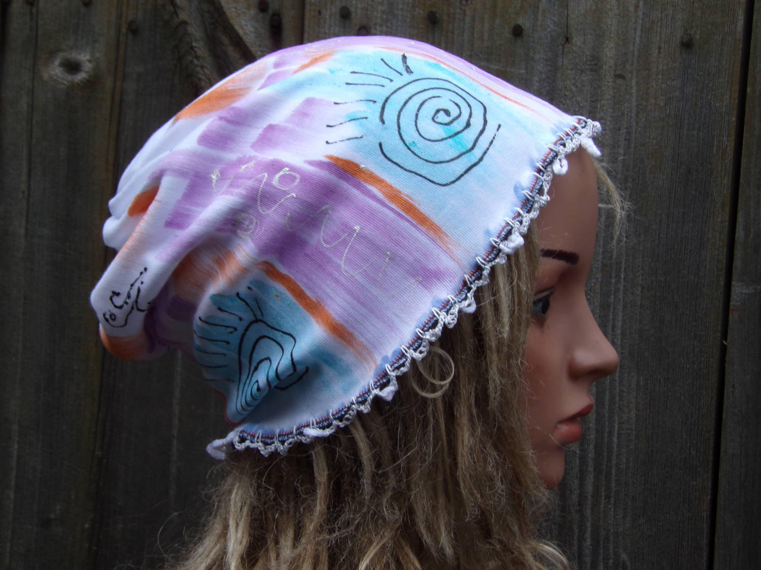 Women Beanie HatHand Painted Slouchy Hat Chemo hat Cancer | Etsy