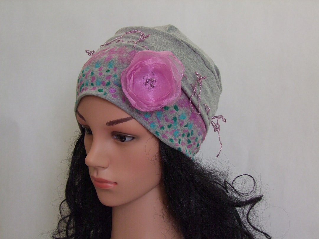 Hand Painted Ladies Slouchy Hat,hat for Women,chemo Headwear,head Wrap ...