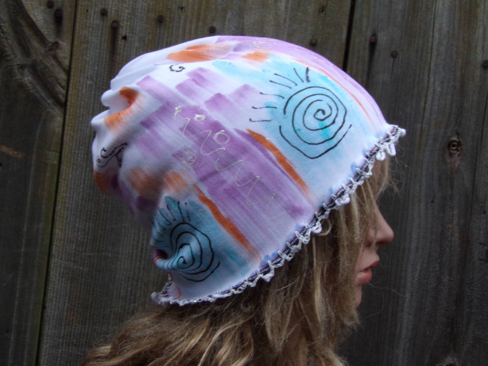 Women Beanie Hathand Painted Slouchy Hat Chemo Hat Cancer - Etsy