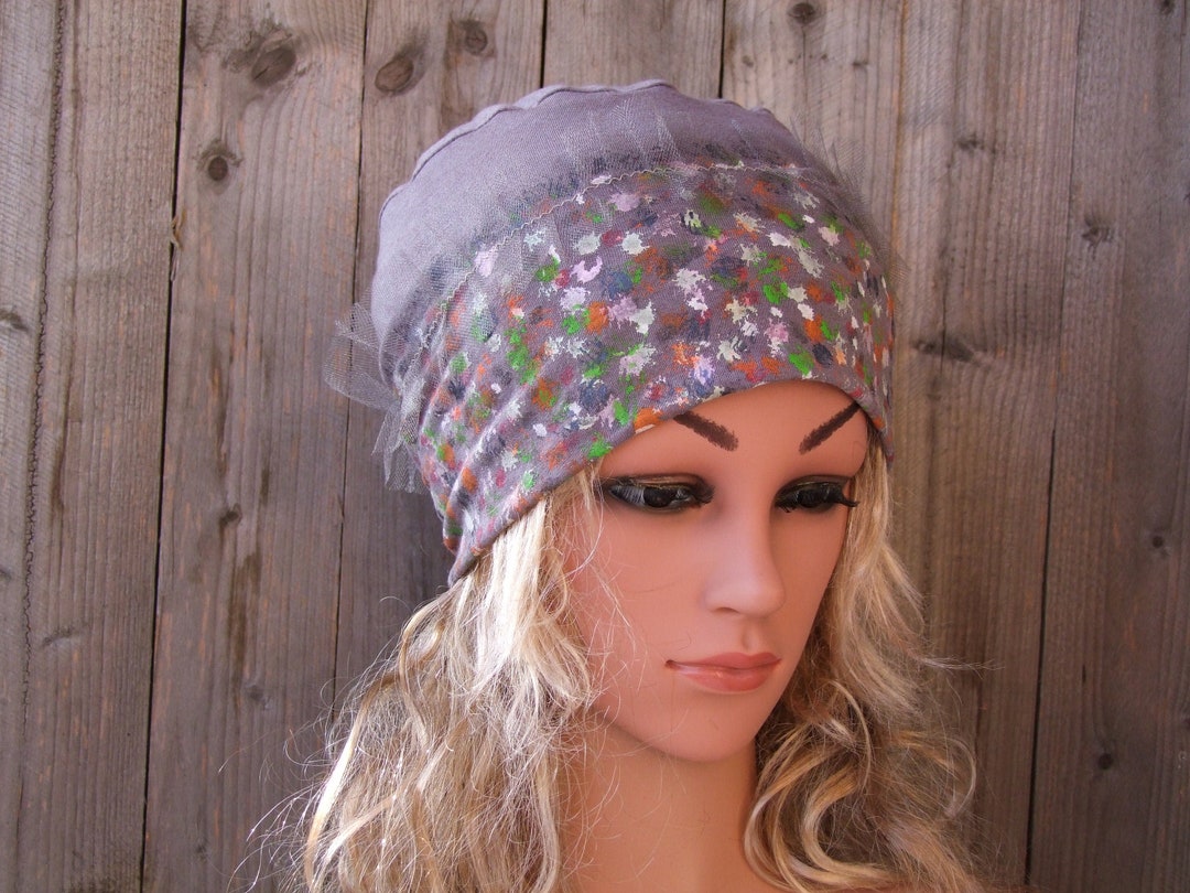 Hand Painted Ladies Slouch Beanie,hat for Women,chemo Headwear,head ...