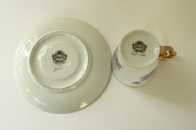 Tea Cup and Saucer Norcrest Petite With Violets Fine China Made in ...