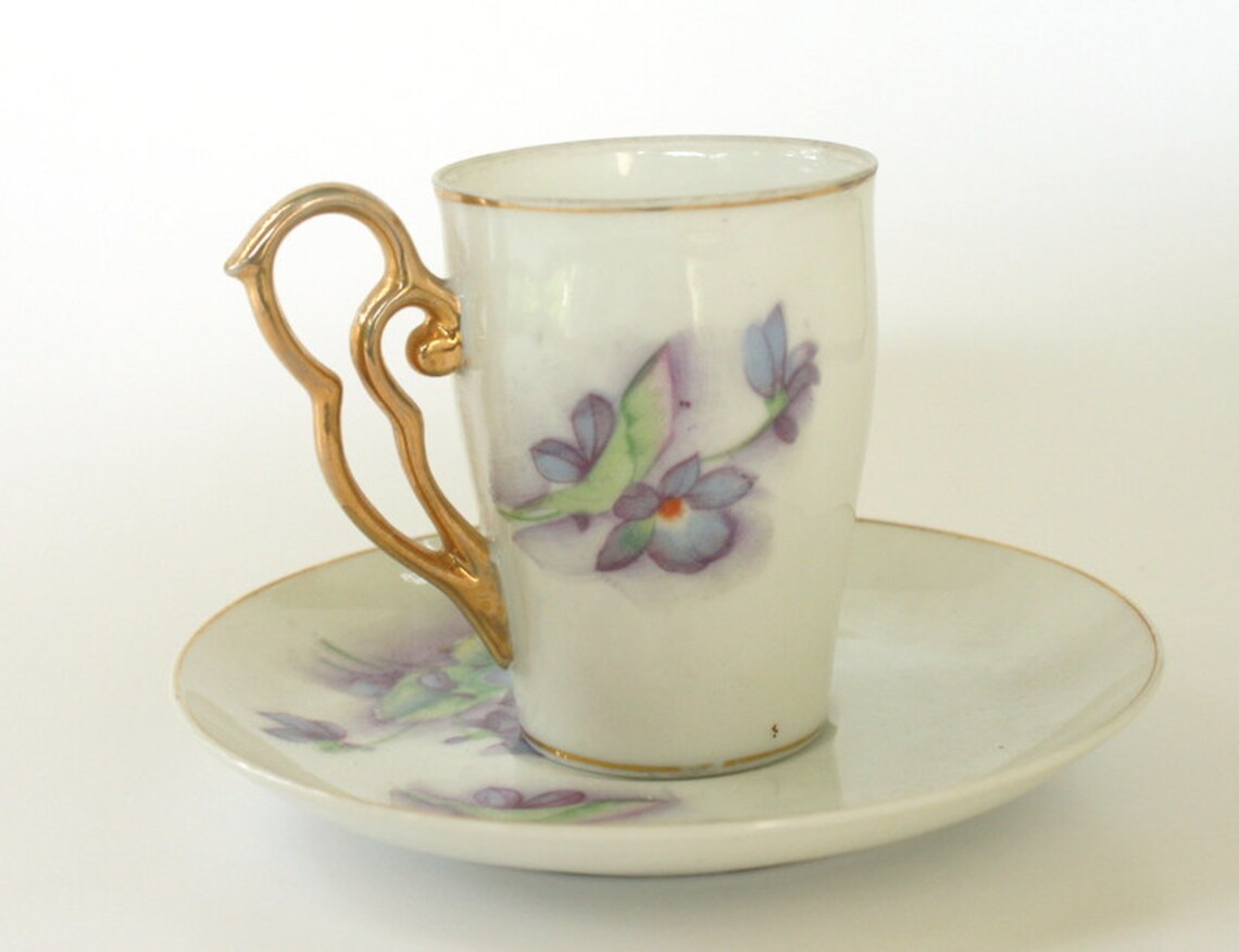 Tea Cup and Saucer Norcrest Petite With Violets Fine China Made in ...