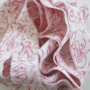 Torn Fabric Ribbon Pink Ballet Shoes Vintage Quilt Cotton 1.25" X 44 ...