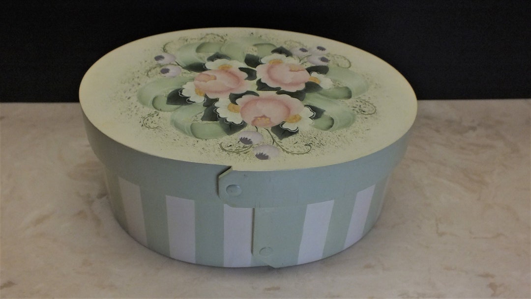 Vintage 1980s Oval Tole Painted Shaker Box - Etsy