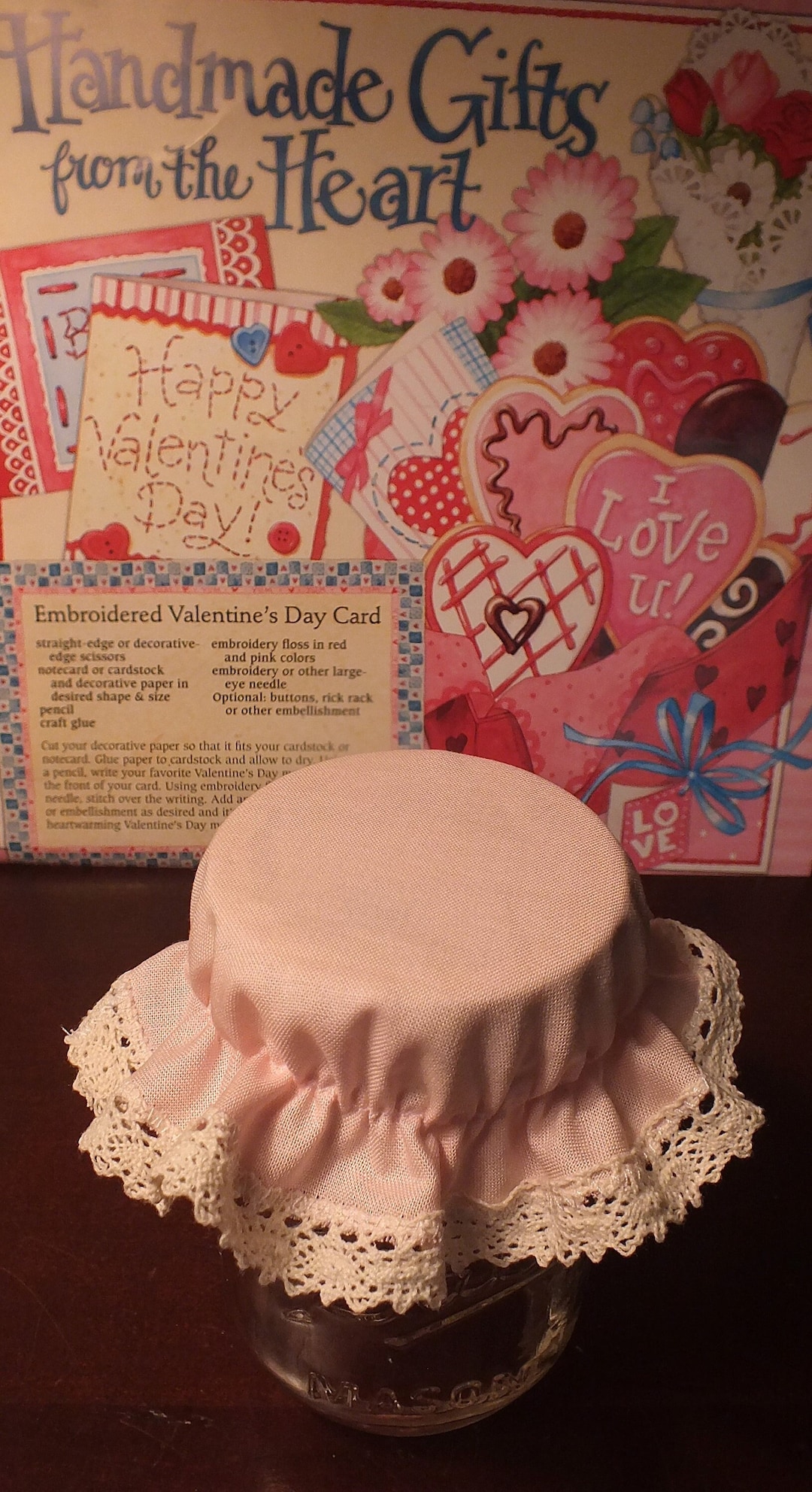 Soft Pink Mason Jar Bonnets With Crochet Lace ... Elastic Jam Jar Lid ...