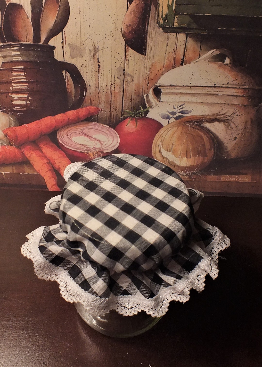 Black Checked Gingham Jam Jar Covers Mason Canning Jar Bonnets - Etsy