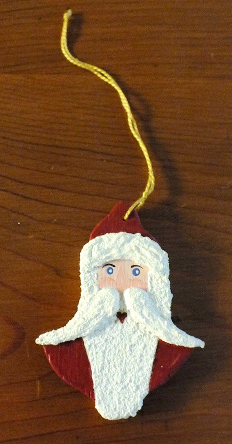 Primitive Santa Ornament W/ Textured Painted Fleece and Beard - Etsy