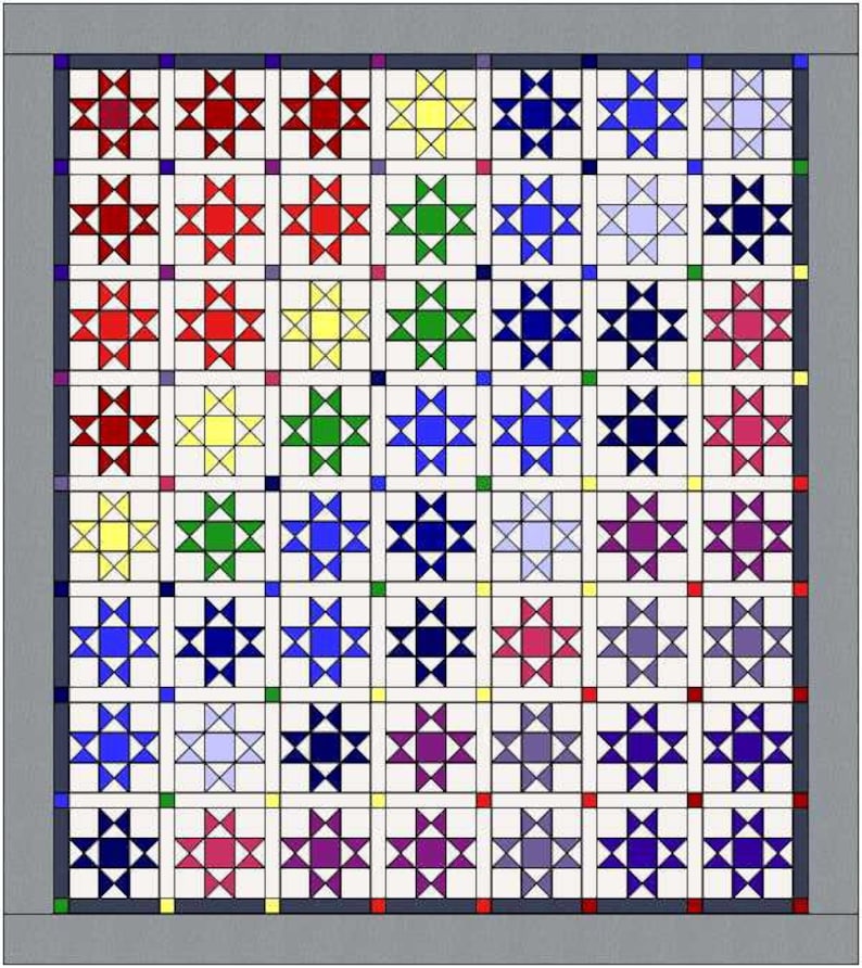 Rainbow Star Quilt- PDF Pattern Instant Download - Etsy