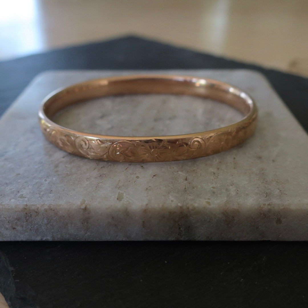 Antique Victorian Chased and Engraved 10kt Gold Bangle. Antique Gold ...