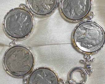 Silver coin bracelet | Etsy