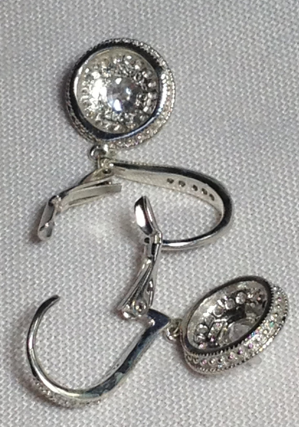 Brilliant Cubic Zirconia Leverback Closure Sterling Silver | Etsy