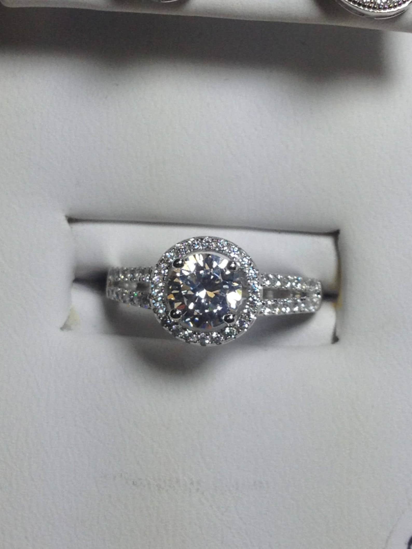 Halo Micro Pave Cubic Zirconia Engagement Ring Promise Ring - Etsy