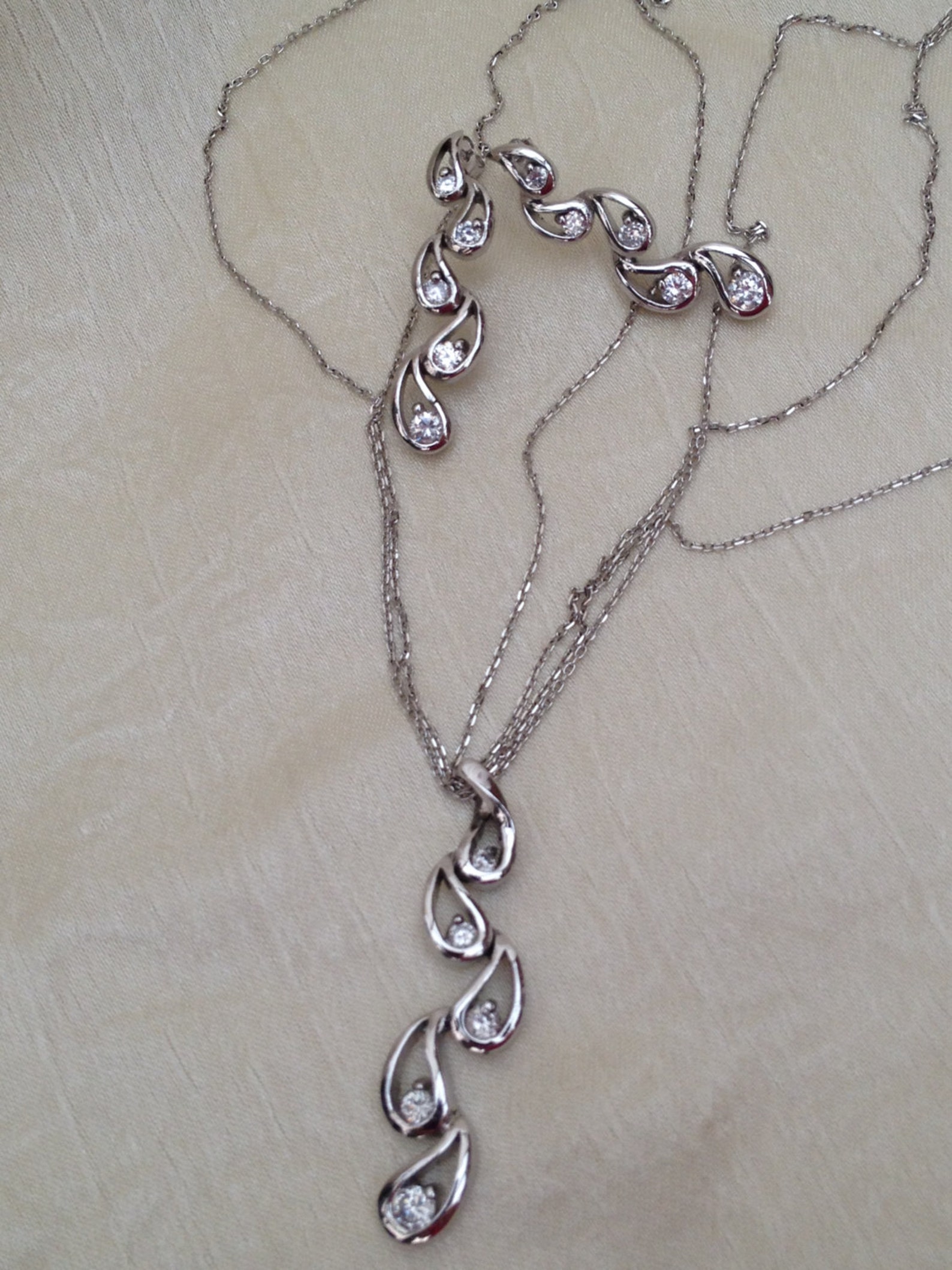 Sterling Silver Drop Shape Pendant 18" Chain Necklace & Earrings Set - Etsy