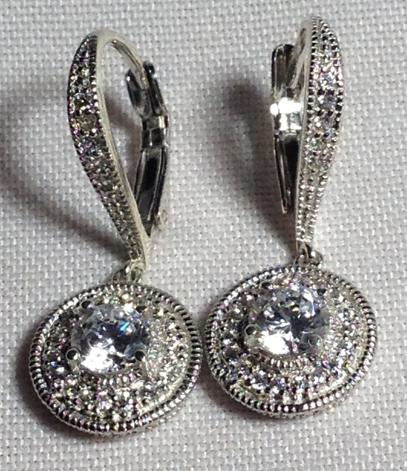 Brilliant Cubic Zirconia Leverback Closure Sterling Silver | Etsy