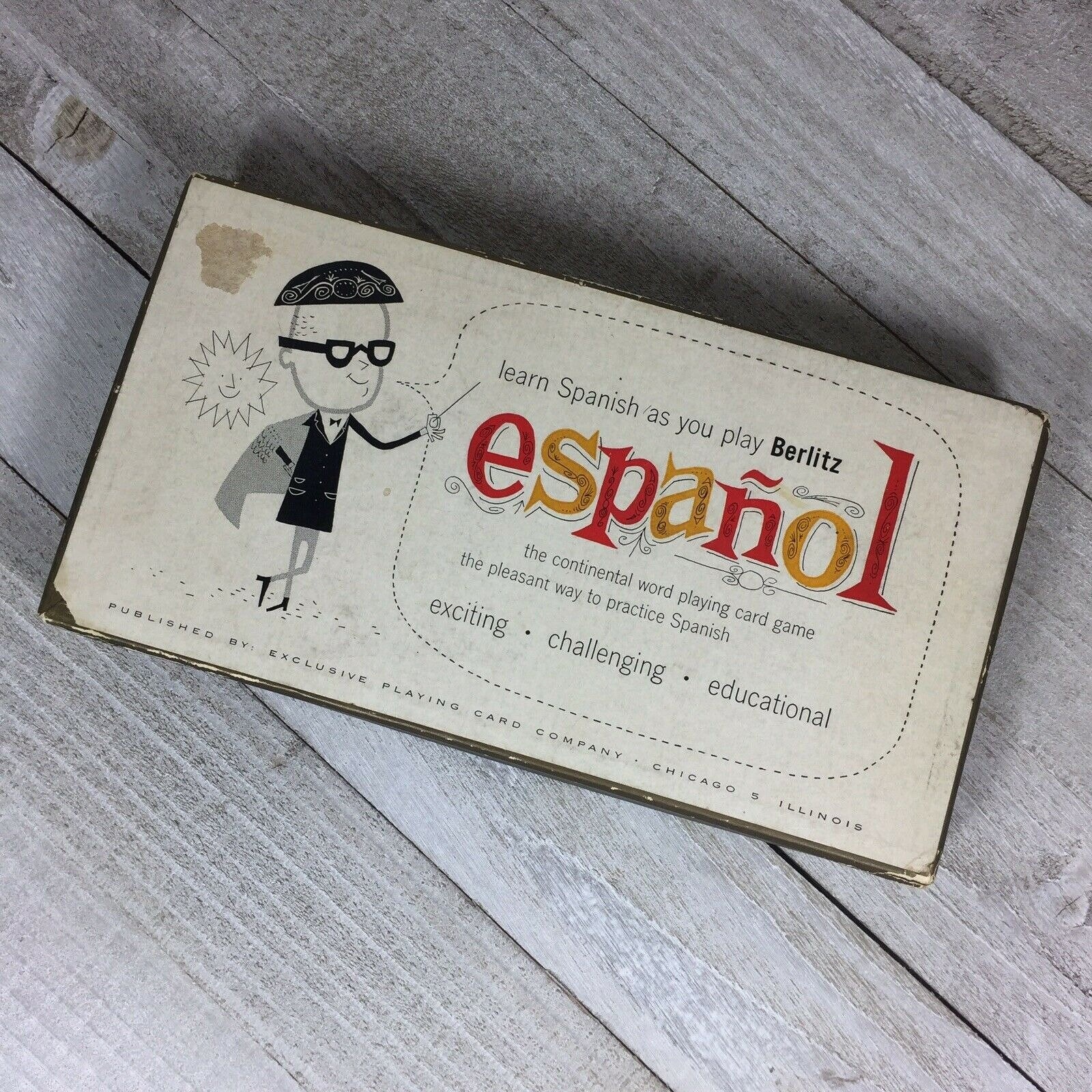 Vintage 1955 Berlitz Espanol Card Game LEARN SPANISH Word Playing 162 ...