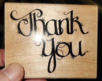 CLEARANCE Calligraphy Thank You Stamp Darcy Large Handwritten for ...