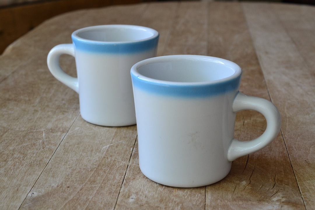 Vtg Farmhouse Mugs Pair Diner Mugs Sterling USA Vitrified China Small ...