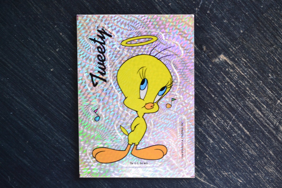 Vtg 2 Sheets 1994 Licensed Tweety Bird Stickers Holographic WB Warner ...