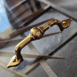 NOS Vtg 1 X Solid Brass Spade Drawer Pull 3 Center KBC / Keeler Belwith ...