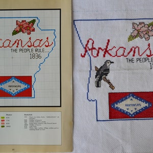 Vtg Unfinished Sampler + Original Pattern Arkansas 1987 Your State in ...