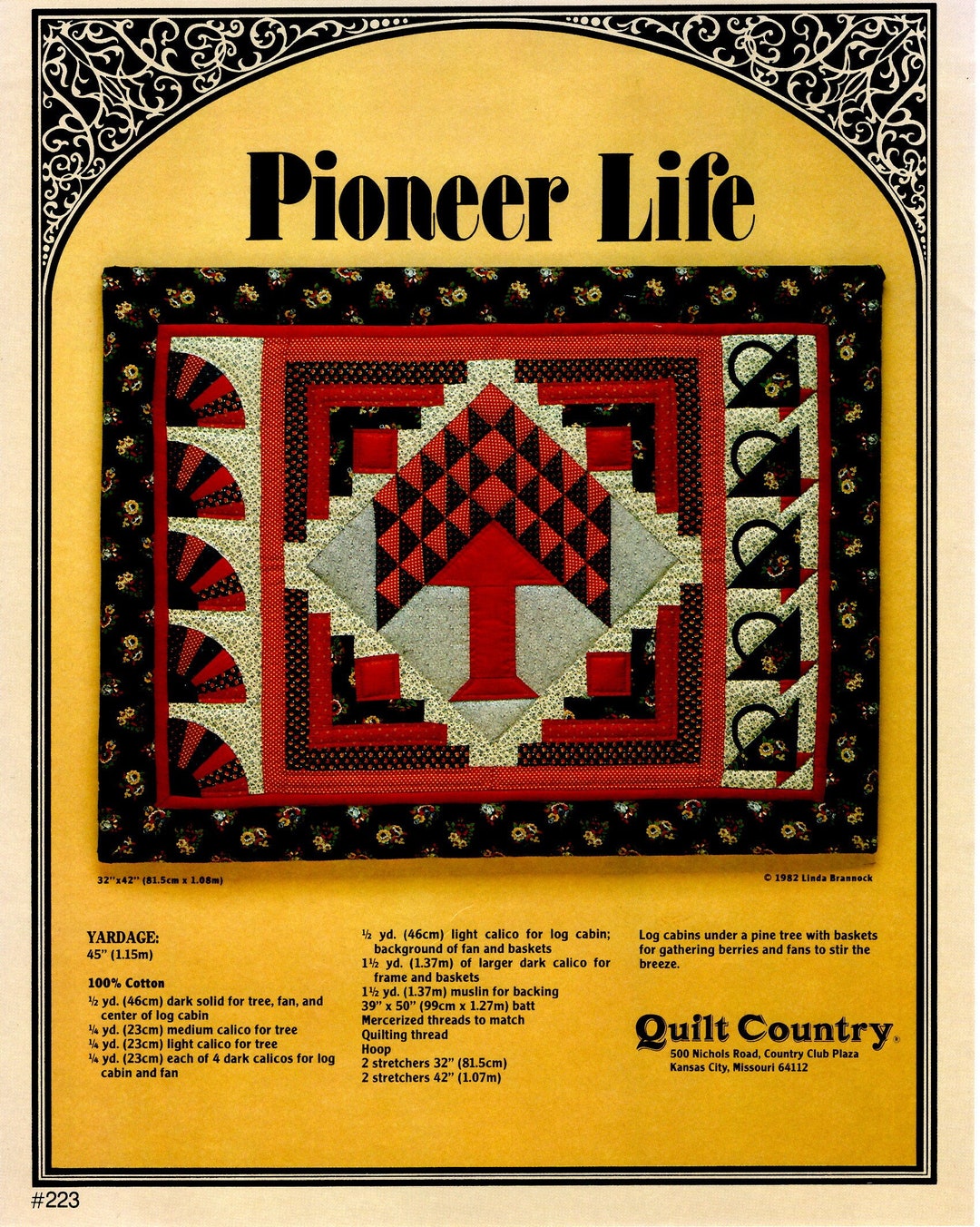 Pioneer Life Mini Quilt Uncut Pattern 32x42" Quilt Country Tree of Life ...