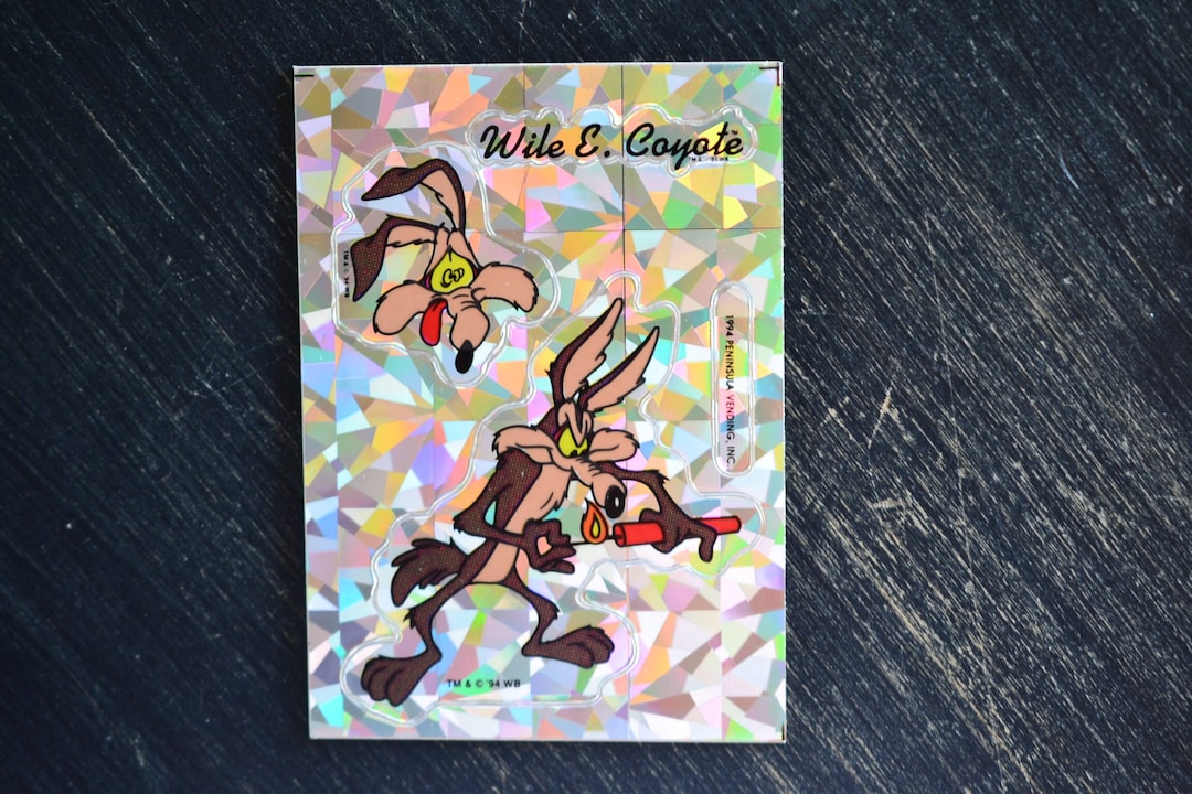 Vtg 2 Sheets 1994 Licensed Wile E Coyote Stickers Holographic Wily ...