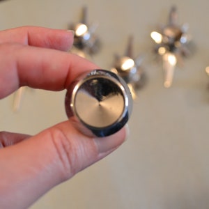 NOS ONE (1) MCM Concave Knob + Atomic Starburst Backplate Set Amerock Polished Chrome Star ...