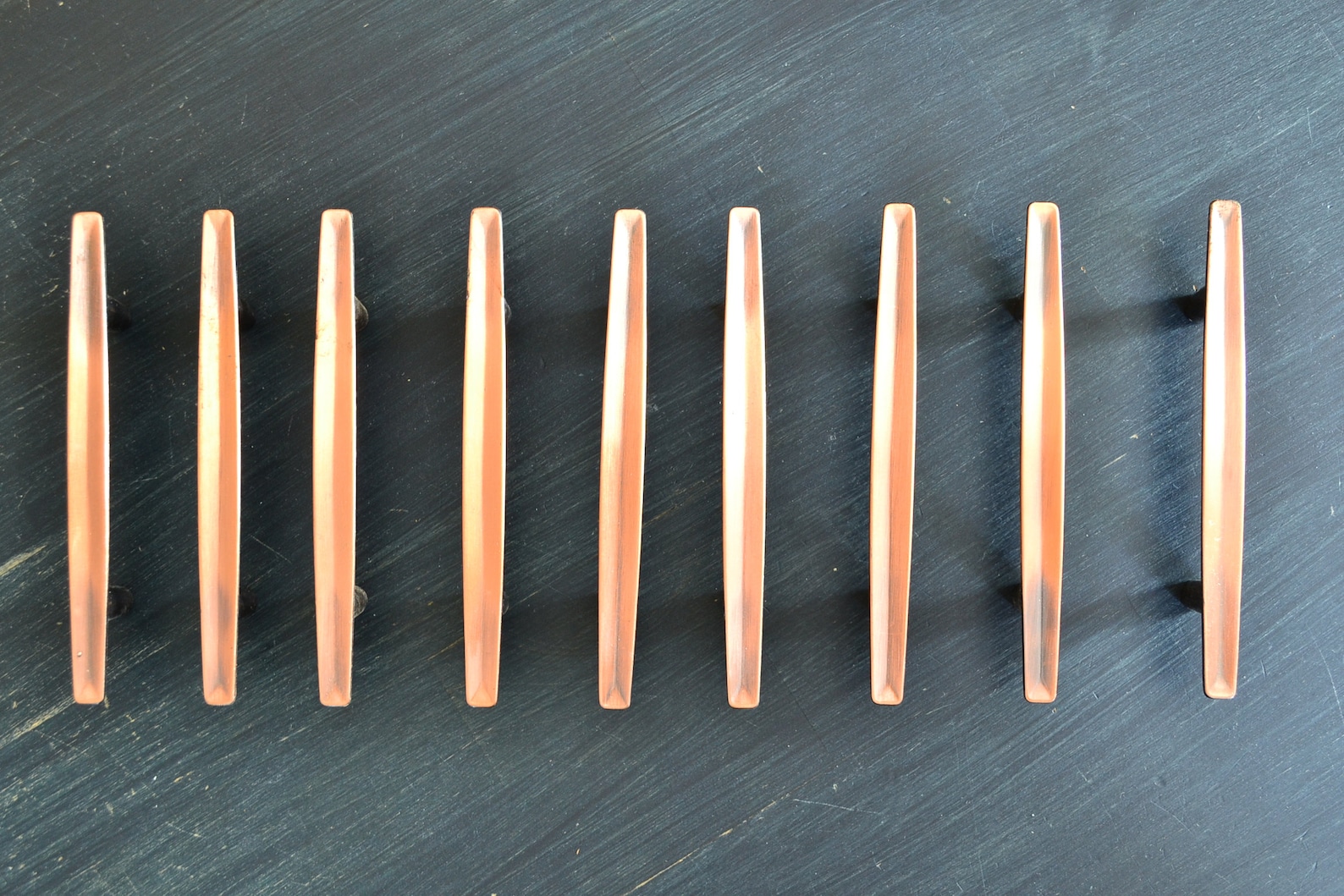 NOS 1 X MCM Concave Copper Drawer Pull 3" Center Ajax Antiqued Copper ...