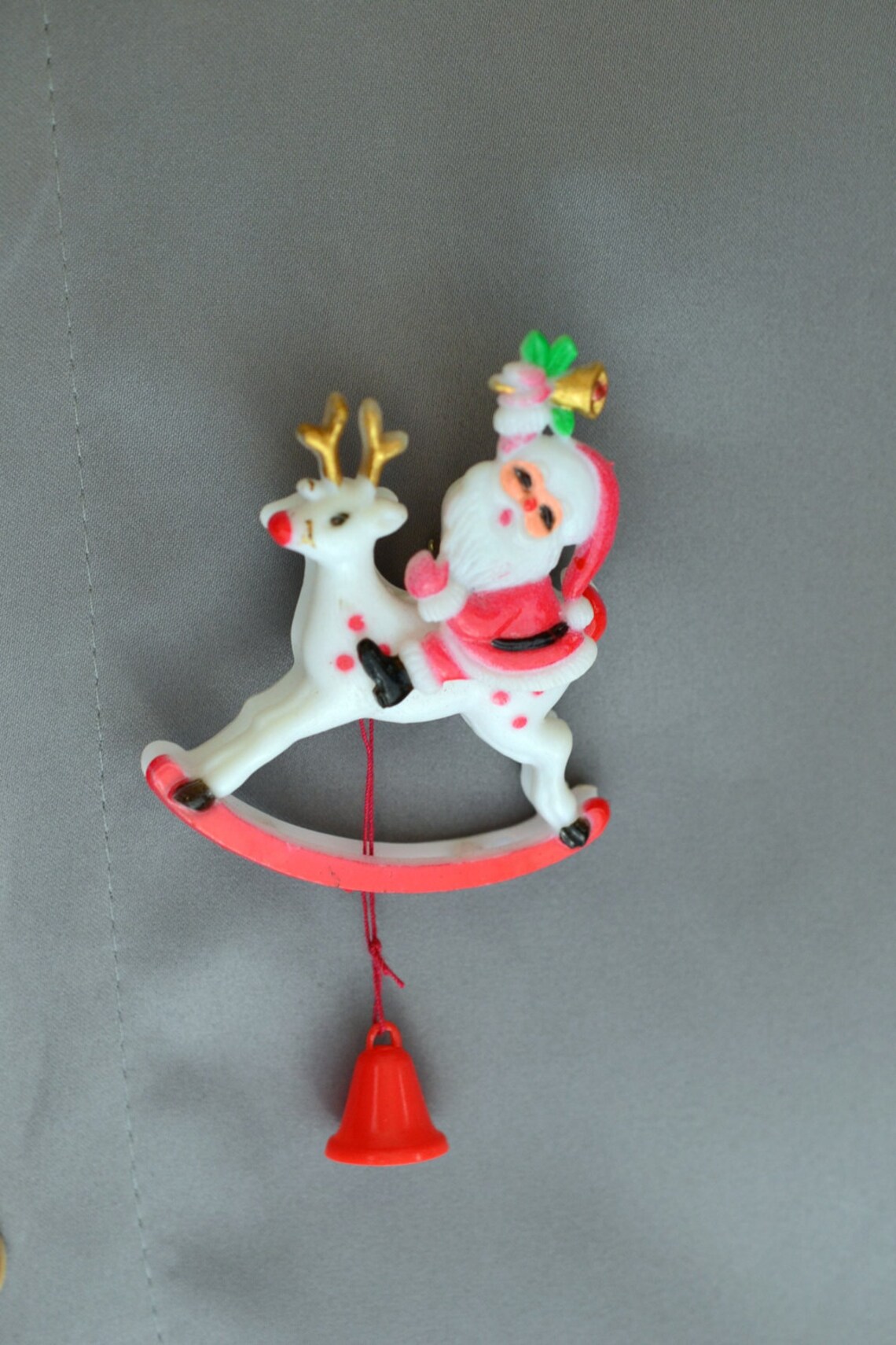 Vtg Santa Pin NOS 50s Pullstring Plastic Brooch Articulated | Etsy