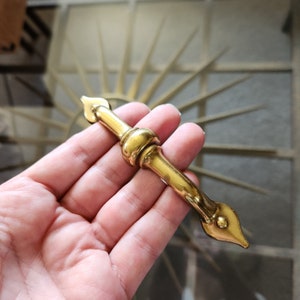 NOS Vtg 1 X Solid Brass Spade Drawer Pull 3 Center KBC / Keeler Belwith ...