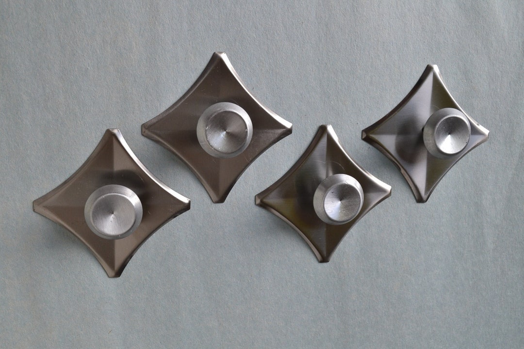 NOS 1 X MCM Concave Knob Atomic Diamond Backplate Amerock Satin Chrome ...