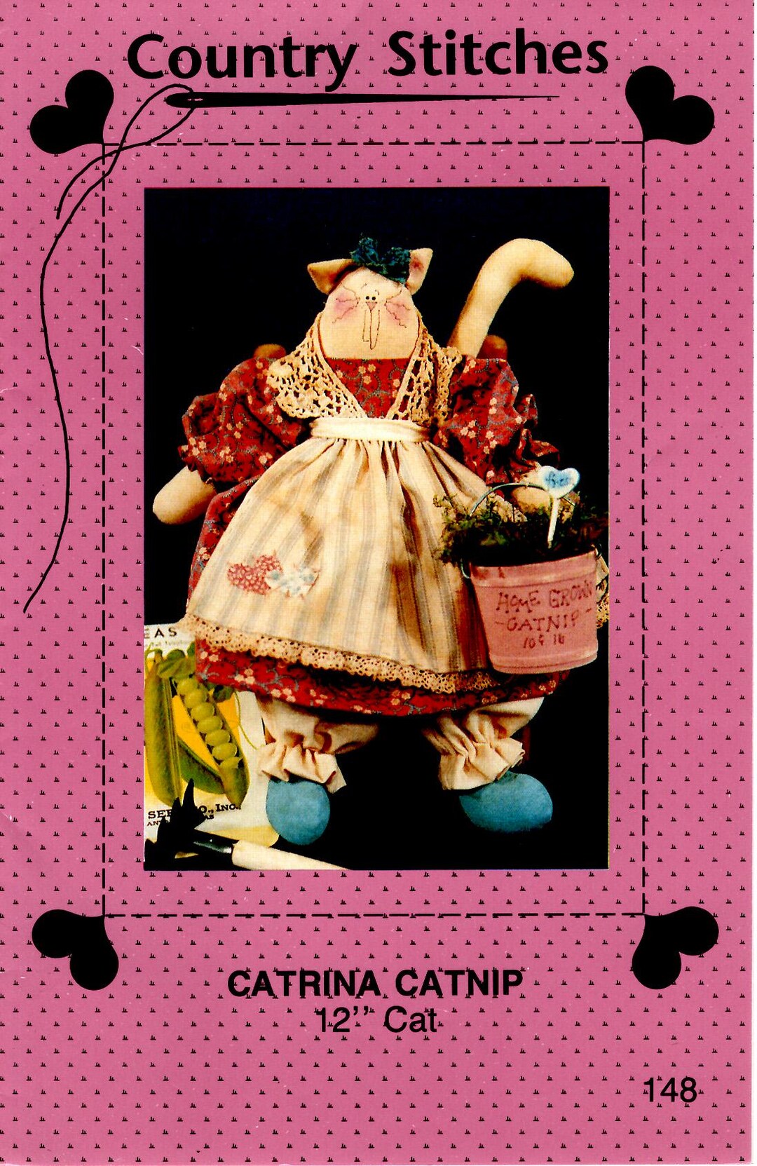 12" Cloth Cat Doll Uncut Pattern Folk Art Doll Catrina Catnip Country ...