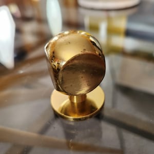 1 X Vtg Solid Brass Cube Knob + Backplate MCM Squircle Drawer Pull Heavy Knob Atomic Nautical ...